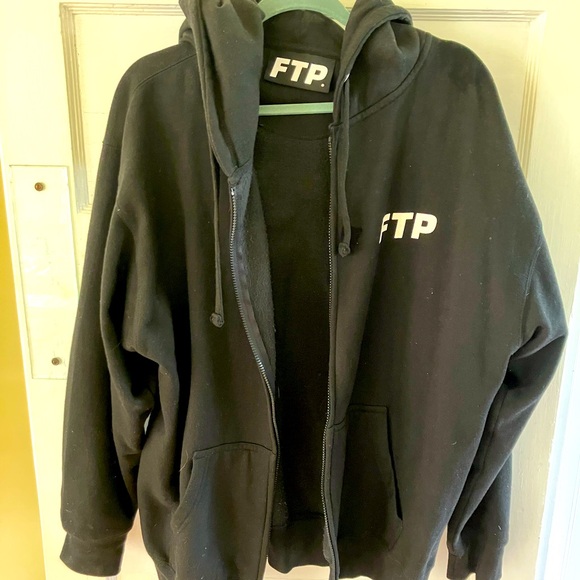 FTP | Shirts | Ftp Logo Black Sweatshirt Hoodie Men Xl | Poshmark